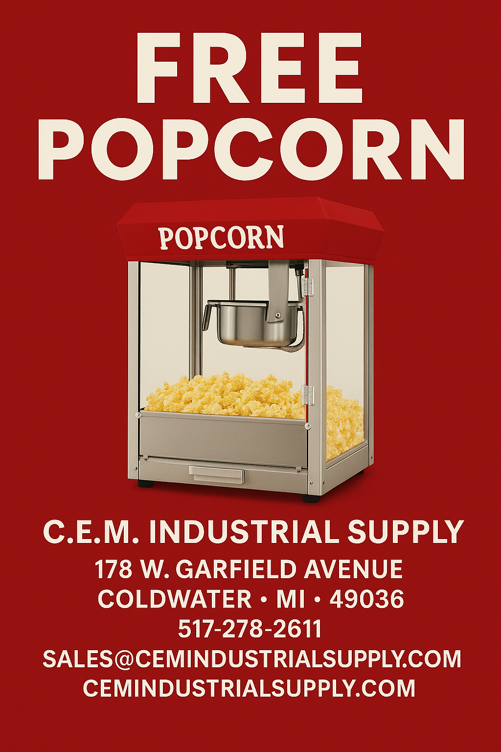 Fresh, Free & Poppin’ – Grab a Bag of Popcorn at CEM Industrial Supply ...